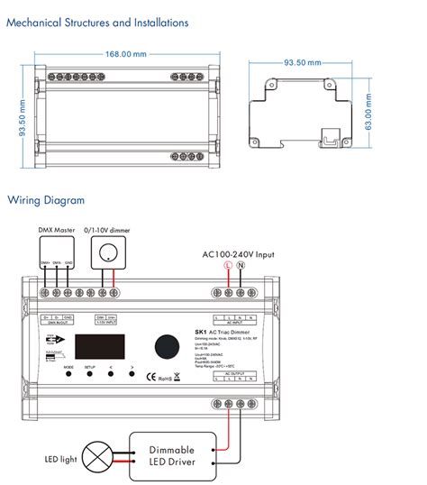 SK1 1CH 6A AC100 240V Phase Cut DMX Dimmer DMX512 Decoder With RDM Function SK1 86 98