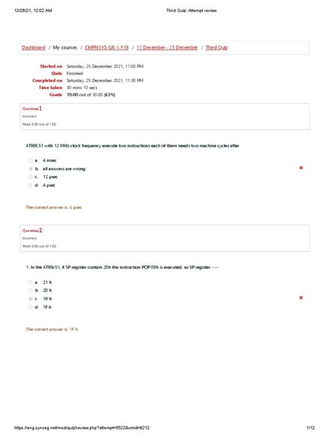 Third Quiz Attempt Review 2 Pdf Pdf Random Access Memory