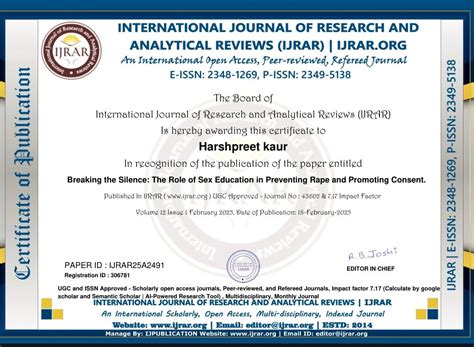 Excited To Share That My Research Paper On The Role Of Sex Education In Harshpreet Kaur