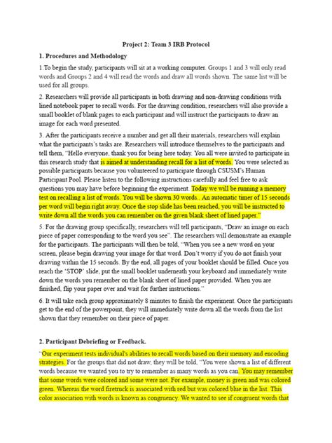 Project 2 Irb Protocol Pdf Memory Recall Memory Project 2 Irb Protocol Pdf Memory Recall Memory