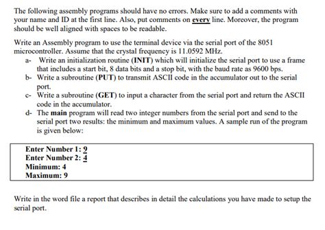 Solved Write An Assembly Program To Use The Terminal Device