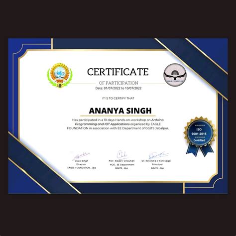 Ananya Goutam On Linkedin Certificate Of Participation In Arduino Programming And Iot Applications