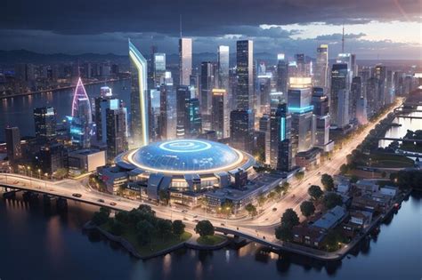 Premium Ai Image Future City Evolution With Highspeed Internet Cloud Computing Synergy For