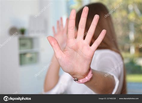 Woman Showing Stop Gesture Office Problem Sexual Harassment Work Stock Photo By NewAfrica 227482238