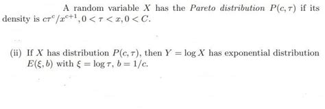 Solved A Random Variable X Has The Pareto Distribution Pc