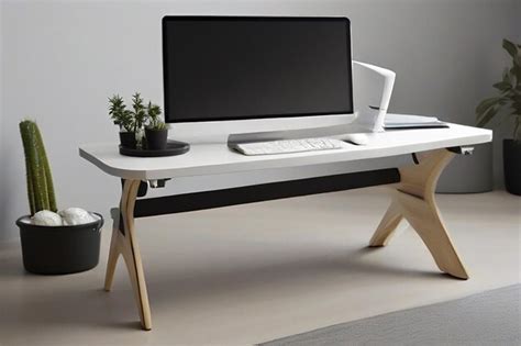 Premium Photo Crafting A Comfortable Minimalist PC Table SetupUncluttered Design Enhance