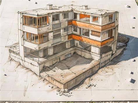 Premium Photo The Sinking Building An Optical Illusion Sinking Into The Ground A Playful Poke