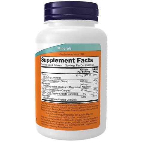 Now Foods Calcium Citrate With Minerals And Vitamin D 2 Tablets 250
