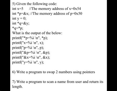 Solved 5 Given The Following Code6 Write A Program To