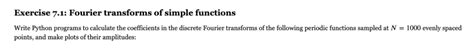 solved exercise 71 fourier transforms simple functions write python programs calculate