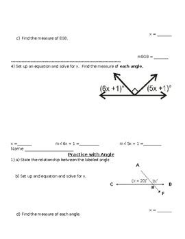 Angle Relationships With Algebra By SHELLY FISHER TPT