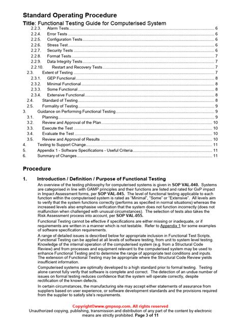 Val 050 Functional Testing Guide For Computerised System Sample Pdf