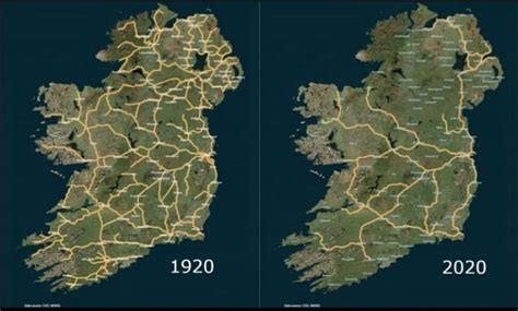 Irish Railway System In 1920 Vs 2020 Brilliant Maps