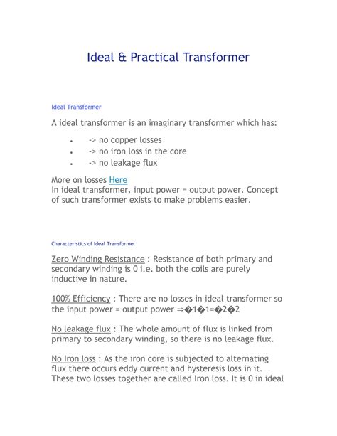 SOLUTION Ideal And Practical Transformers Studypool