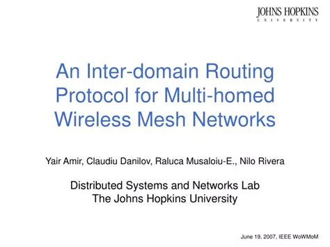 Ppt An Inter Domain Routing Protocol For Multi Homed Wireless Mesh Networks Powerpoint