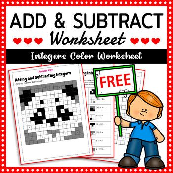 Adding And Subtracting Integers Color Worksheet Free By Homeschool Station