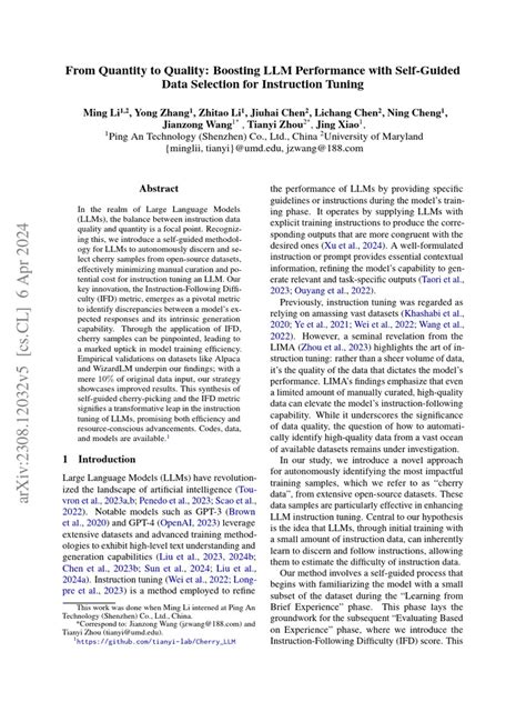 From Quantity To Quality Boosting Llm Performance With Self Guided Data Selection For