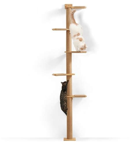 Fukumaru 톨 캣트리 바닥에서 천장까지 5단 캣타워 벽걸이 고양이 스크래칭 포스트 야생 시뮬레이션 티몬