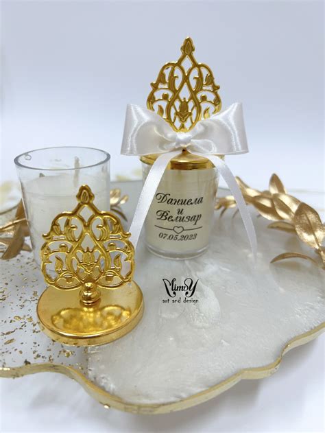 Луксозна свещ подарък за гостите Handmastersbg