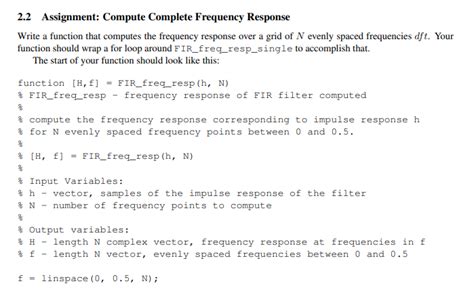 Solved 2 Compute The Frequency Response Equation 2 Shows
