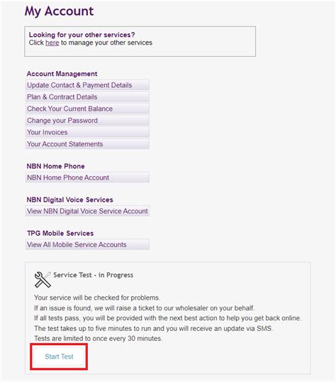 Run An Nbn® Service Test In My Account Tpg Support