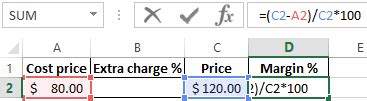 How To Calculate Margin And Markup Extra Charge In Excel