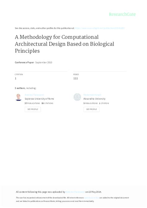 pdf a methodology for computational architectural design based on