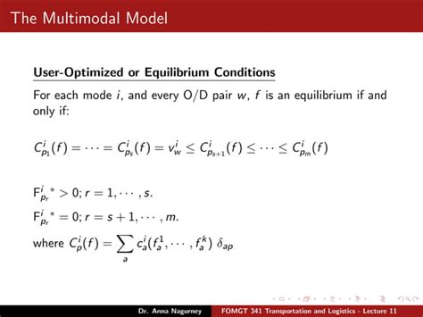 L The Multimodal Model Transportation And Logistics Dr Anna Nagurney PPT