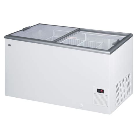 Summit Nova45 White 141 Cu Ft Chest Style Ice Cream Freezer With Two Sliding Tempered Glass