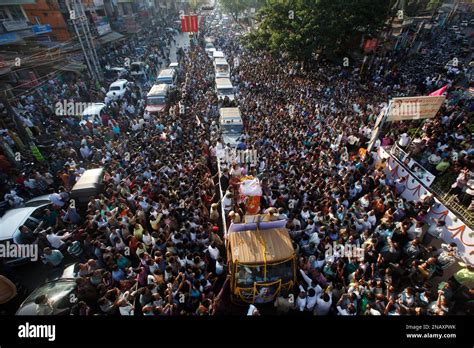 People Crowd In To Pay Homage As The Body Of Legendary Indian Singer