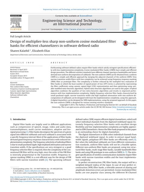 Pdf Design Of Multiplier Less Sharp Non Uniform Cosine Modulated