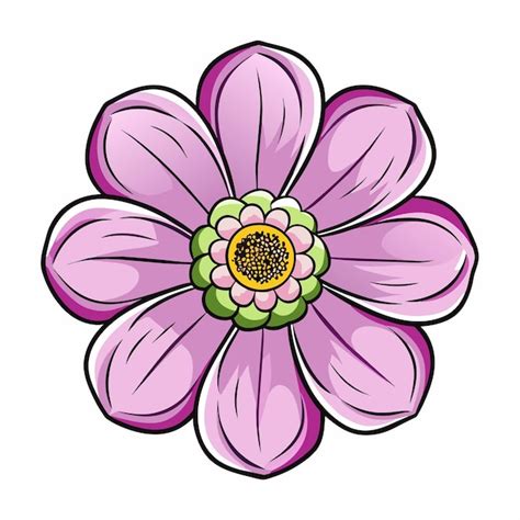 아네몬 꽃 만화 스타일 아이콘 터 클리파트 일러스트레이션 프리미엄 벡터
