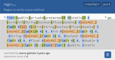 Regex101 Regex To Verify A Java Method