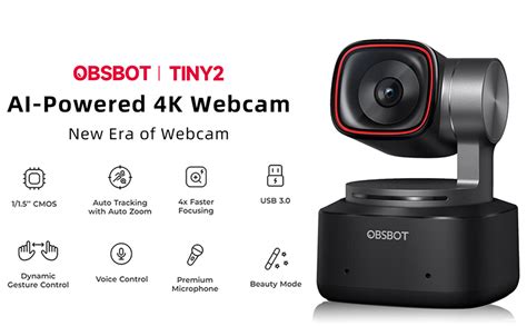 OBSBOT Tiny 2 AI Powered PTZ 4K Webcam OffShoreGadget
