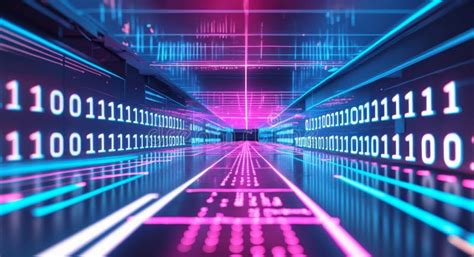 Digital Realm Tunnel Of Binary Code And Cybernetic Light Cyberpunk