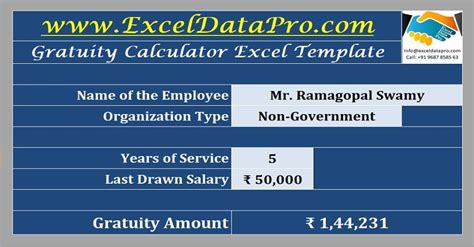 Download Gratuity Calculator India Excel Template Exceldatapro