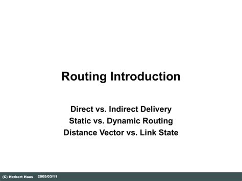 Ppt Routing Introduction Direct Vs Indirect Delivery Static Vs