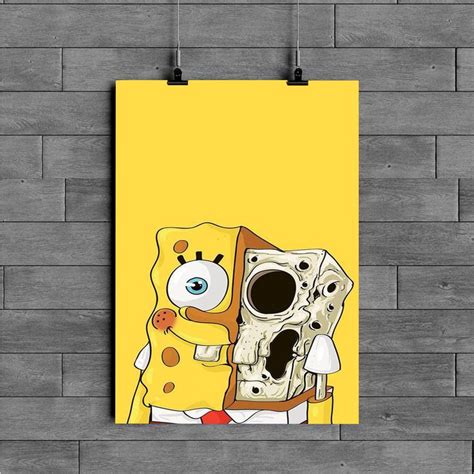 Spongebob Skeleton Face Wallpaper Poster Skeleton Face Art Poster Design Wallpaper