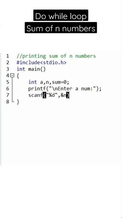Print Sum Of N Number Do While Loop Shorts Clanguage