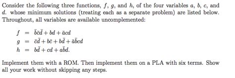 Solved Consider The Following Three Functions F G And H