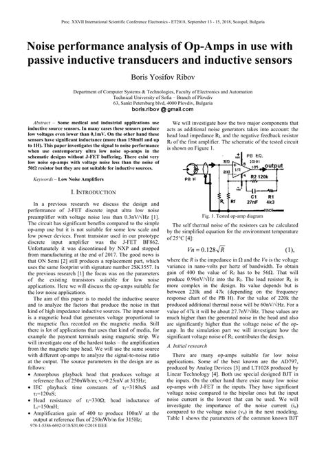 Pdf Noise Performance Analysis Of Op Amps In Use With Passive Inductive Transducers And
