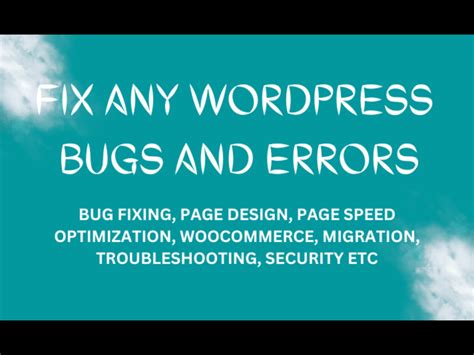 Bugs And Error Fixes For Your WordPress Website Upwork