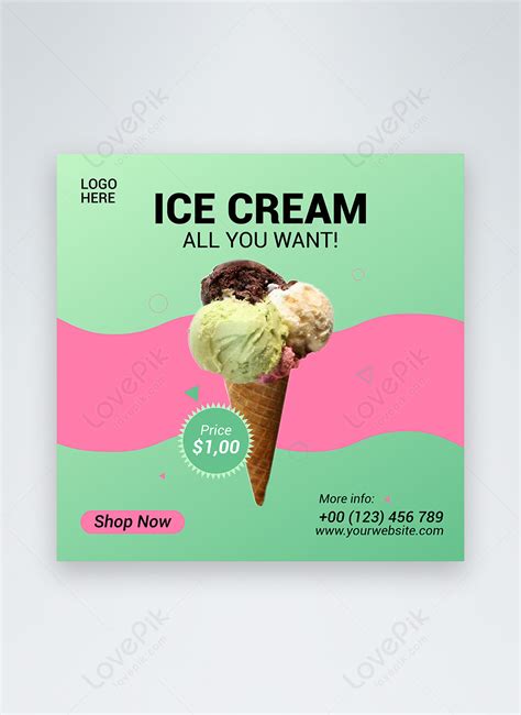 소셜 네트워크의 아이스크림 포스트 디자인 이미지 사진 450139163 무료 다운로드