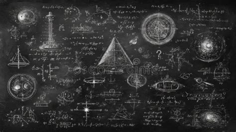Chalkboard Filled With Math Formulas And Geometric Shapes Stock Illustration Illustration Of
