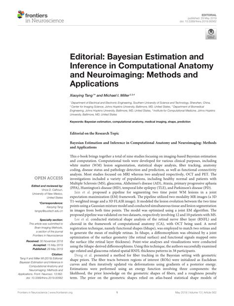 Pdf Editorial Bayesian Estimation And Inference In Computational