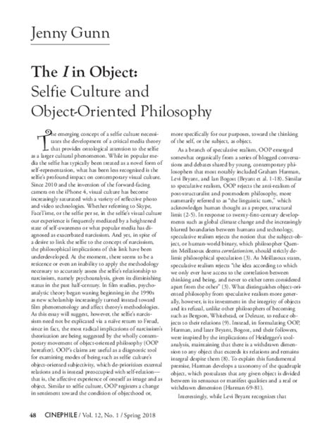 Pdf The I In Object Selfie Culture And Object Oriented Philosophy