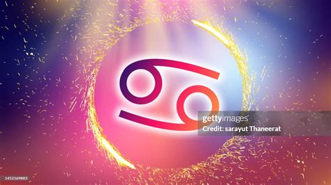 Zodiac Cancer Symbol On A Colorful Background Light High Res Stock