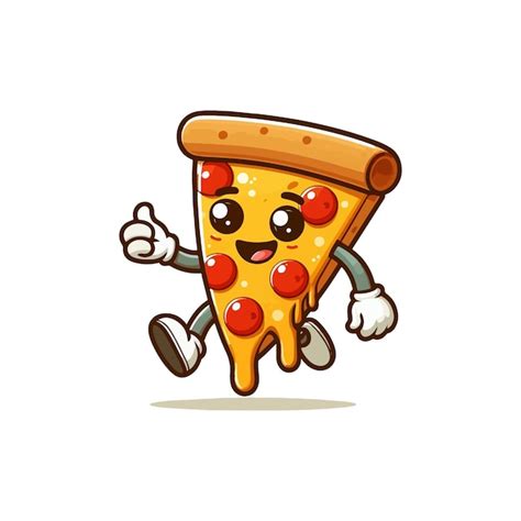 Pizza Slice Melted Floating Cartoon Vector Icon Illustration Food Object Icon Isolated Flat