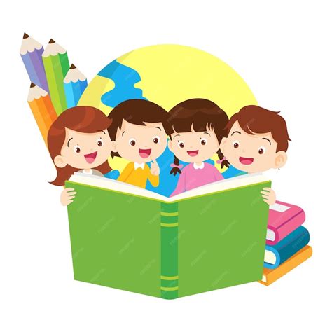 Back To School Concept Education을 사용하는 어린이교과서를 들고 있는 학생 프리미엄 벡터