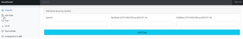 หน้าจอนำเข้า ข้อมูล Api Setsmart ทั้งในส่วนของราคาหุ้น และ งบการเงิน ย้อนหลัง ส่วนในรูปแบบทำงาน
